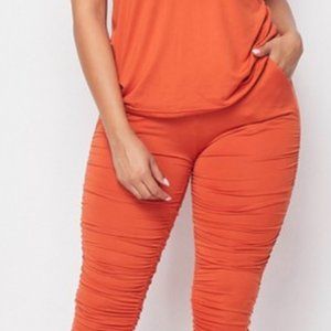 Pants & Jumpsuits | Womens Rust Colored Twopiece Stacked Pants Set Size ...